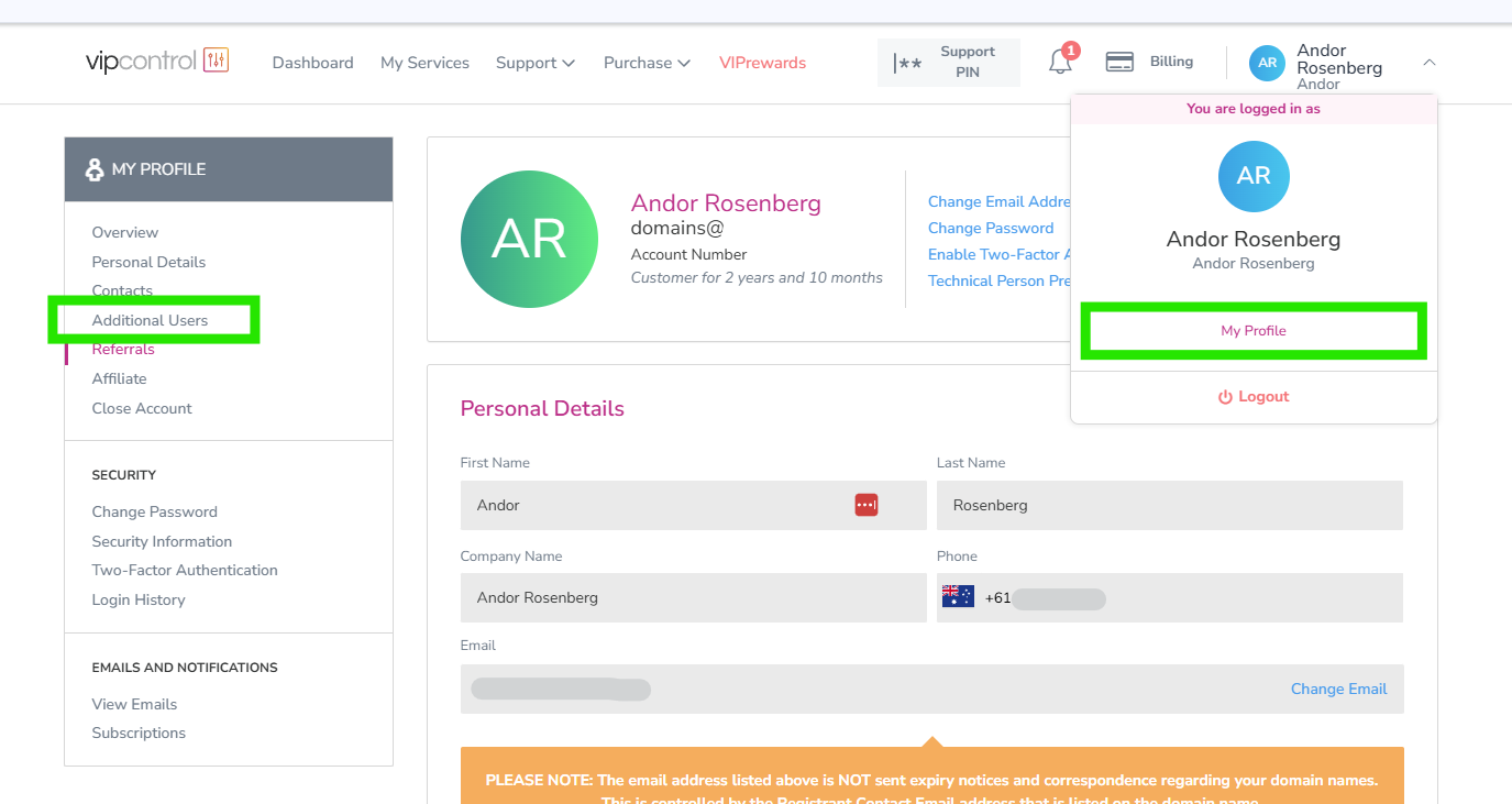 How to share your VentraIP account? - Knowledgebase